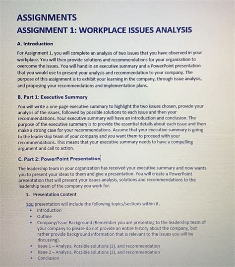 Solved Assignments Assignment 1 Workplace Issues Analysis
