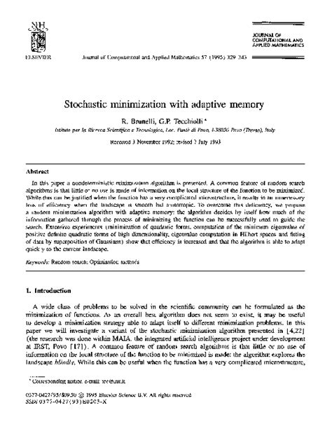 pdf stochastic minimization with adaptive memory