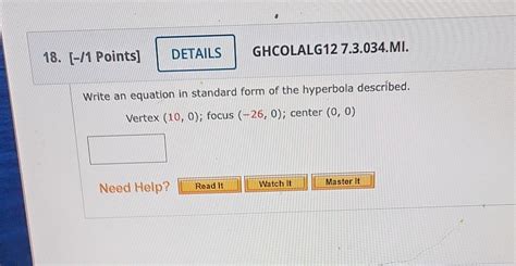 Solved Write An Equation In Standard Form Of The Ellipse