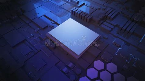 Conceptual Cpu On Circuit Boardcentral Processing Unitworking Processing Technologycomputer