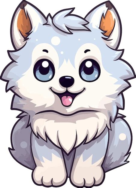 Premium Vector Vector Illustration Kawaii Wolf Cartoon Sticker