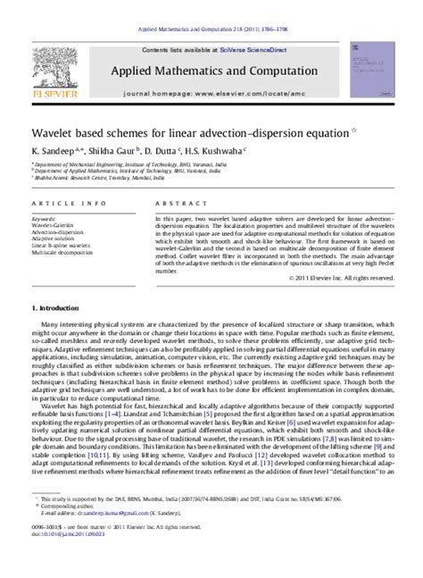 Pdf Wavelet Based Schemes For Linear Advection Dispersion Equation