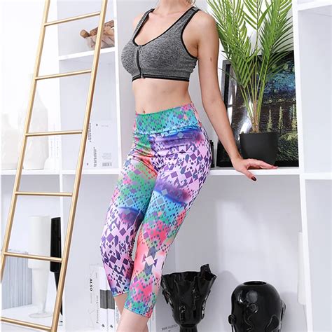 Женские брюки для йоги с высокой талией семь точек для спорта на открытом воздухе для фитнеса