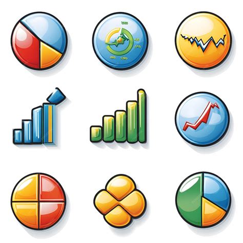Set Of Icons Illustrating Different Chart Types With Visuals Of Bar Charts Pie Graphs And Line