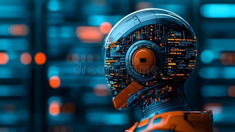 Exploring The Intricacies Of A Futuristic Robot In An Advanced Tech Environment With Vibrant