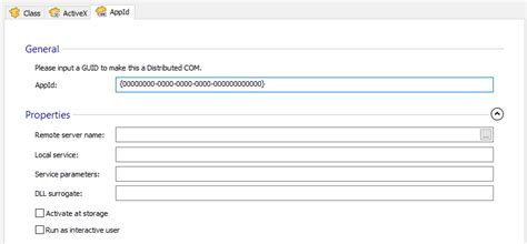 appid properties tab