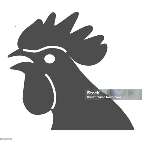 수탉 머리 솔리드 아이콘 국산 새 컨셉 흰색 배경에 닭 머리 기호 모바일 컨셉과 웹 디자인을위한 글리프 스타일의 콕 실루엣 아이콘 벡터 그래픽 가금류에 대한 스톡 벡터 아트