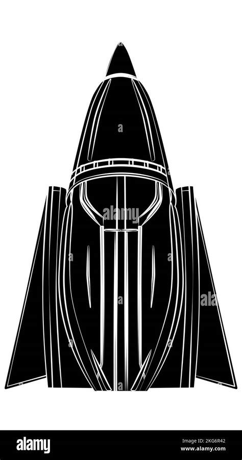 Black Silhouette Of Triangle Spaceship Isolated On White Aggressive