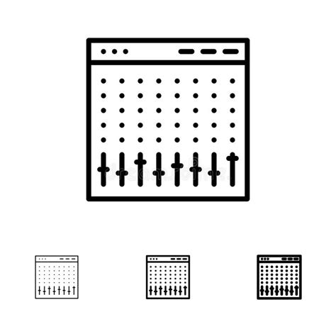 Console Control Controller Hardware Mixer Bold And Thin Black Line Icon Set Stock Vector