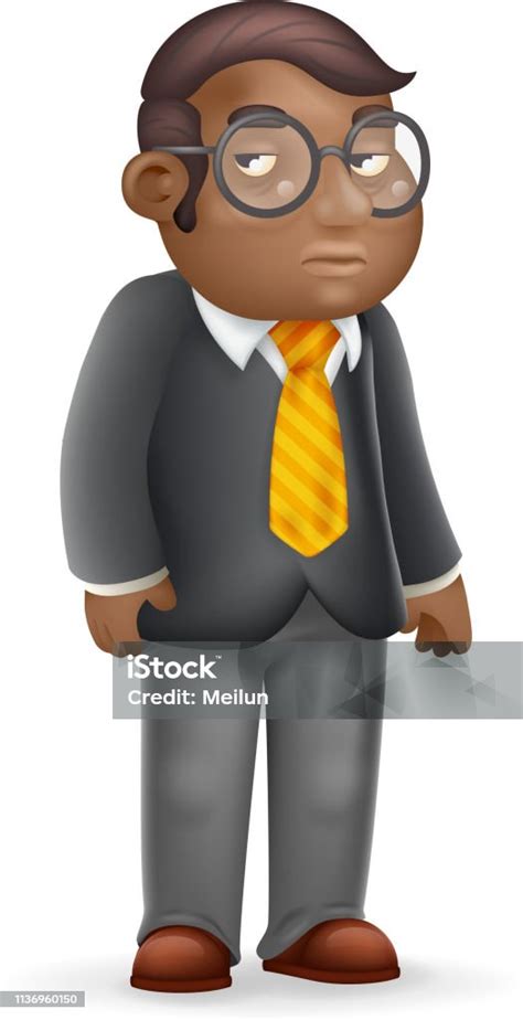 아프리카계 미국인 유럽 관리자 성인 사업가 존경 보스 노동자 3d 만화 디자인 벡터 일러스트 레이 션 3차원 형태에 대한 스톡