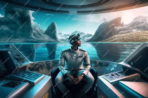 Premium Ai Image Ship Captain On A Modern Futuristic Boat Transport