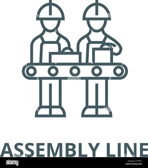 Assembly Line Line Icon Vector Assembly Line Outline Sign Concept Symbol Flat Illustration