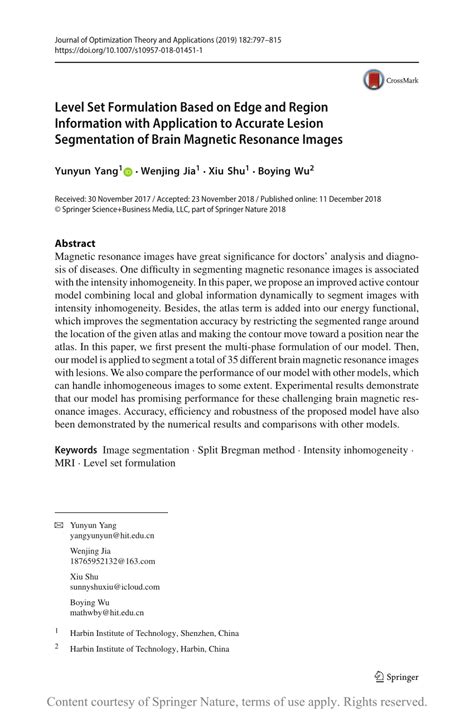 Level Set Formulation Based On Edge And Region Information With Application To Accurate Lesion