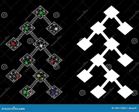 Flare Mesh Wire Frame Binary Tree Icon With Flare Spots Stock Vector Illustration Of Framework