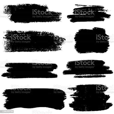 벡터 브러시 스트로크 집합입니다 벡터 브러시 손으로 그린 그래픽 요소의 컬렉션입니다 그런지 배경 개체 그룹에 대한 스톡 벡터