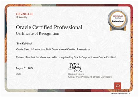 Siraj Kalidindi On Linkedin Oraclecertified Cloudinfrastructure Generativeai