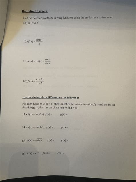 Solved Derivative Examples Find The Derivative Of The