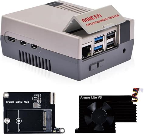 Geeekpi Retro Game5pi Case With M2 Nvme Pcie Board N08 And Armor Lite
