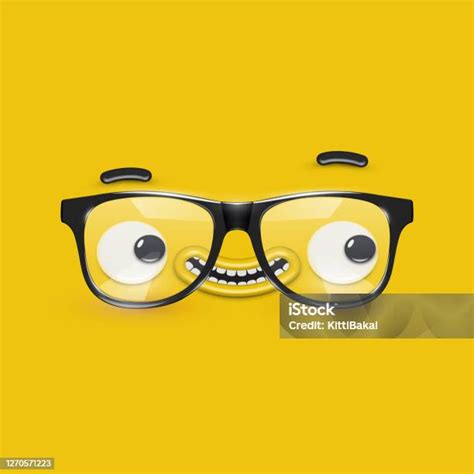 노란색 배경에 안경이있는 귀여운 이모티콘 얼굴 벡터 일러스트 3차원 형태에 대한 스톡 벡터 아트 및 기타 이미지 3차원 형태 감정 공 스포츠 장비 Istock