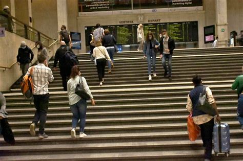 벨기에 유럽의 브뤼셀 중앙 기차역 기차 전망과 함께 도착 후 출발하는 사람들 2020년에 대한 스톡 사진 및 기타 이미지