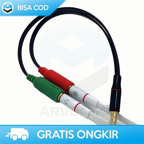 Jual SPLITTER JACK CABLE AUDIO 3 5 MM LAPTOP OUTPUT MICROPHONE MALE FEMALE Shopee Indonesia