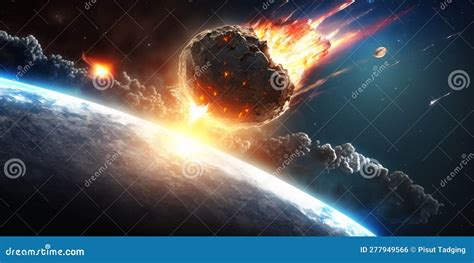 The Meteor Is Impacting On Earth With Ai Generated Stock Illustration Illustration Of