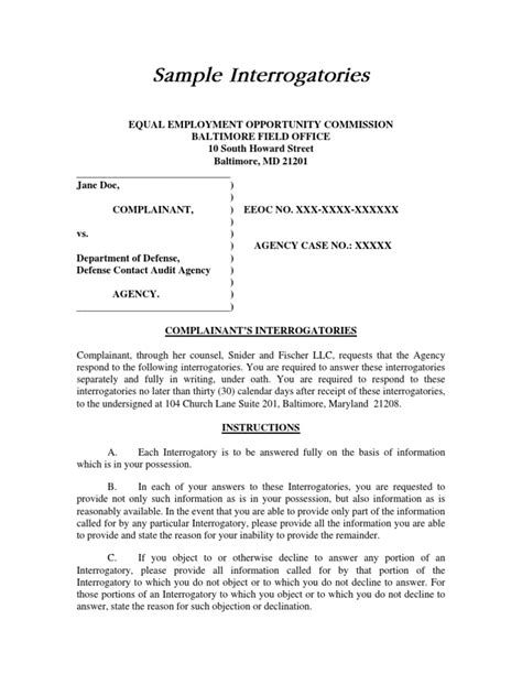 Sample Interrogatories Interrogatories Identity Document