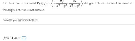 Solved Calculate The Circulation Of