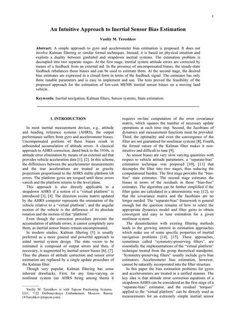 Pdf An Intuitive Approach To Inertial Sensor Bias Estimation