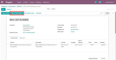How To Invoice A Project In Odoo V12
