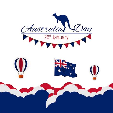 해피 오스트레일리아 데이 소셜 미디어 피드 템플릿의 터 일러스트레이션 프리미엄 벡터
