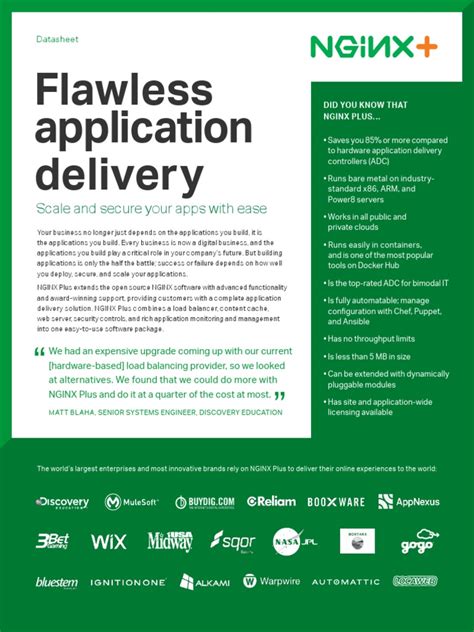 Nginx Plus Datasheet Pdf Load Balancing Computing Hypertext Transfer Protocol