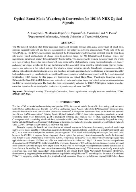 Pdf Optical Burst Mode Wavelength Conversion For 10gb S Nrz Optical Signals
