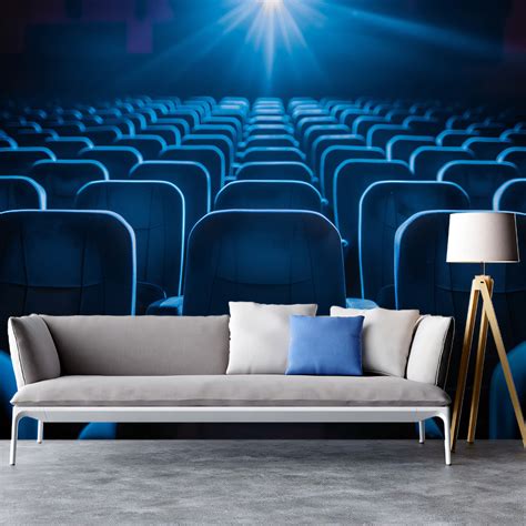 Cinema Premiere Blue Light Movie Theater Seats Mural — Vivawalls Store