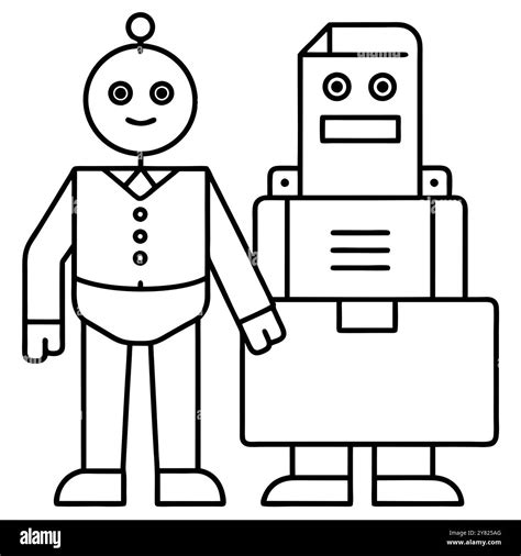 A Friendly Humanoid Robot Stands Next To A Boxy Robot Illustrating The