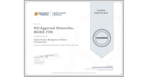 Himanshu Aggarwal On Linkedin Completion Certificate For Digital Product Management Modern