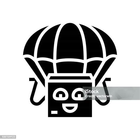 낙하산 비행 골판지 상자 문자 문자 모양 아이콘 벡터 그림 갈색에 대한 스톡 벡터 아트 및 기타 이미지 갈색 귀여운