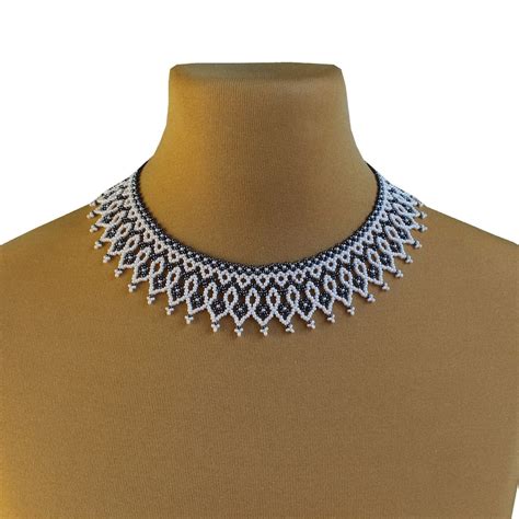 Beaded Bib Necklace Etsy