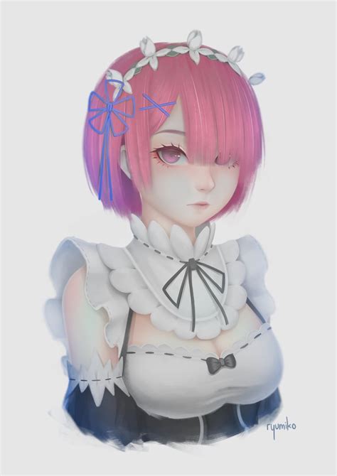 Ram Re Zero Kara Hajimeru Isekai Seikatsu Drawn By Ryumikooo Danbooru