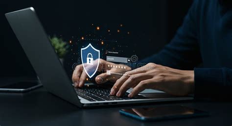 Cybersecurity Login Secure Password Entry On Laptop With Data