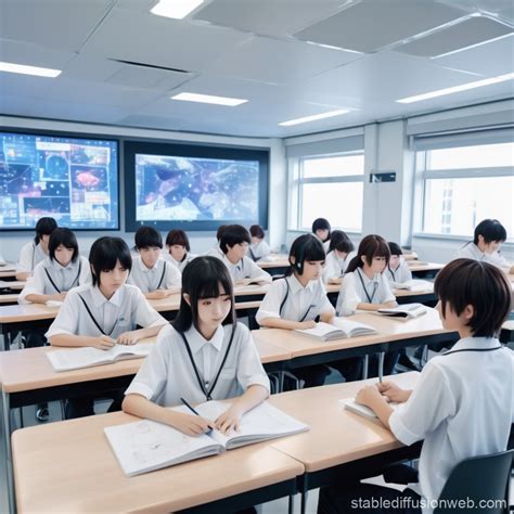 Anime Futuristic Classroom Learning Environment Stable Diffusion Online