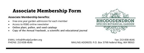Associate Membership Form Rhododendron Species Botanical Garden