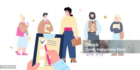 후보자 포트폴리오를 보고 Hr 플랫 만화 벡터 일러스트 고립 검색에 대한 스톡 벡터 아트 및 기타 이미지 검색 경영자 고름 Istock