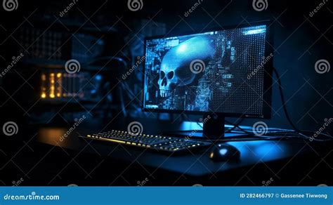 Computer Hack Warning Concept Of Attacking Generative Ai Stock