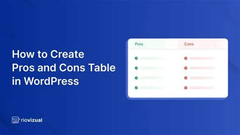 How To Create A Pros And Cons Table In Wordpress