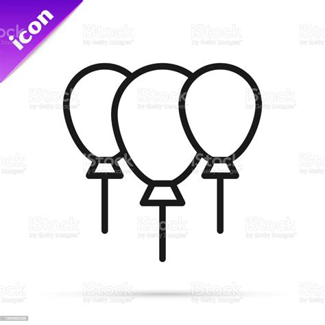 흰색 배경에 리본 아이콘이 분리된 검은색 줄 풍선입니다 메리 크리스마스와 새해 복 많은 새해 벡터 검은색에 대한 스톡 벡터 아트 및 기타 이미지 Istock