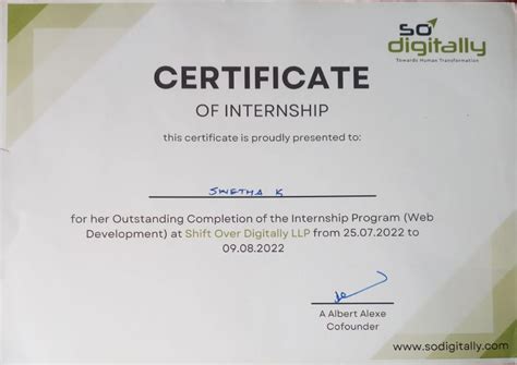 It Swetha Kannan On Linkedin I Successfully Completed The Internship