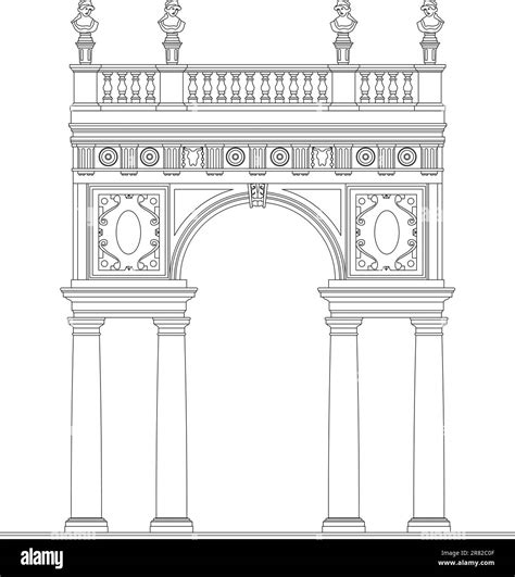Ancient Antic Arch Composition With Statues Doric Style Stock Vector Image And Art Alamy
