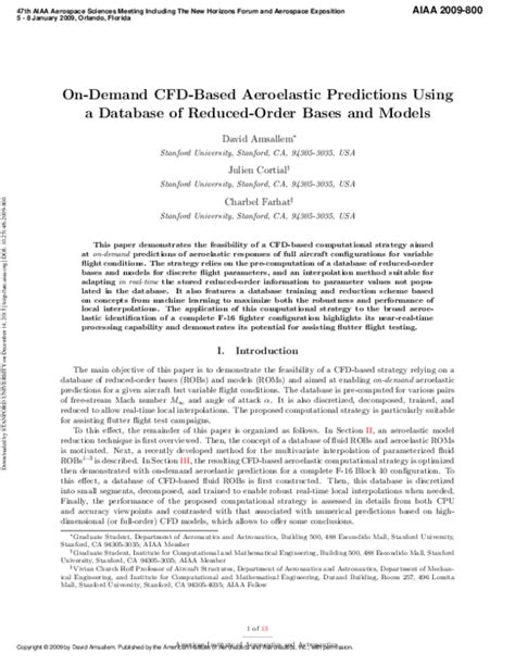 Pdf On Demand Cfd Based Aeroelastic Predictions Using A Database Of