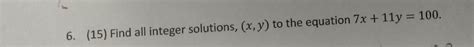 solved find all integer solutions x y ﻿to the equation